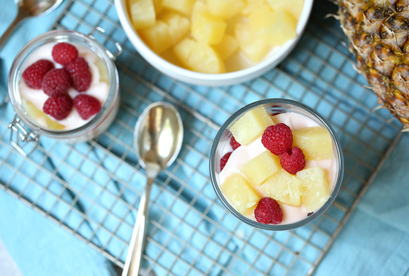 Pineapple-Raspberry Parfaits (A Healthy, Tropical Treat)