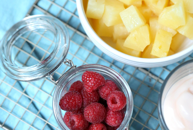 Pineapple-Raspberry Parfaits (A Healthy, Tropical Treat)