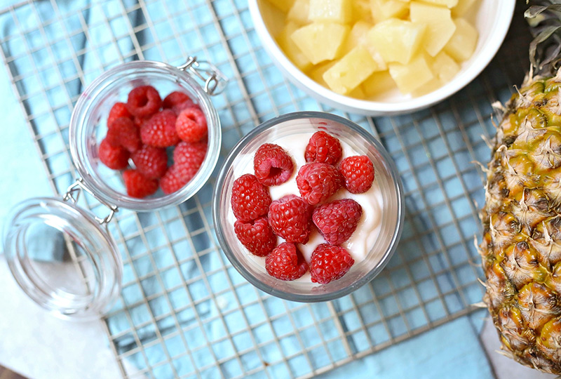 Pineapple-Raspberry Parfaits (A Healthy, Tropical Treat)